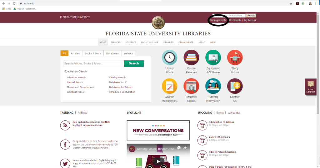 Searching for specific Collections in FSU Libraries - FSULIB